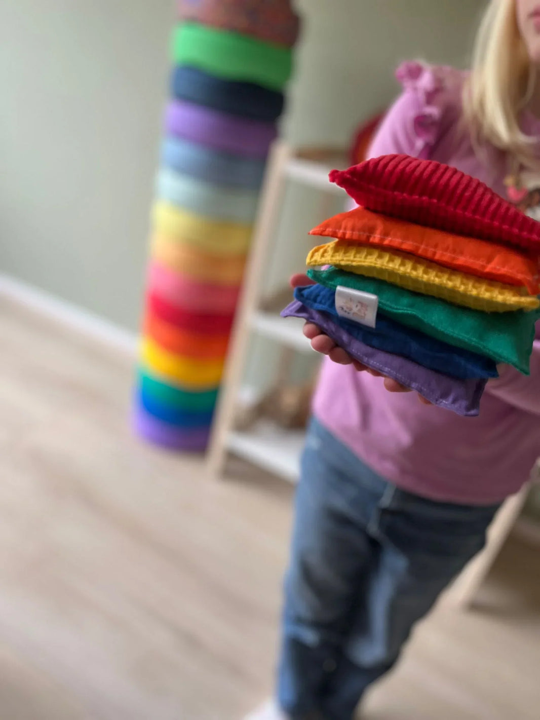 Sensorische pittenzakjes in Stapelstein kleuren 🌈 – Pit and play